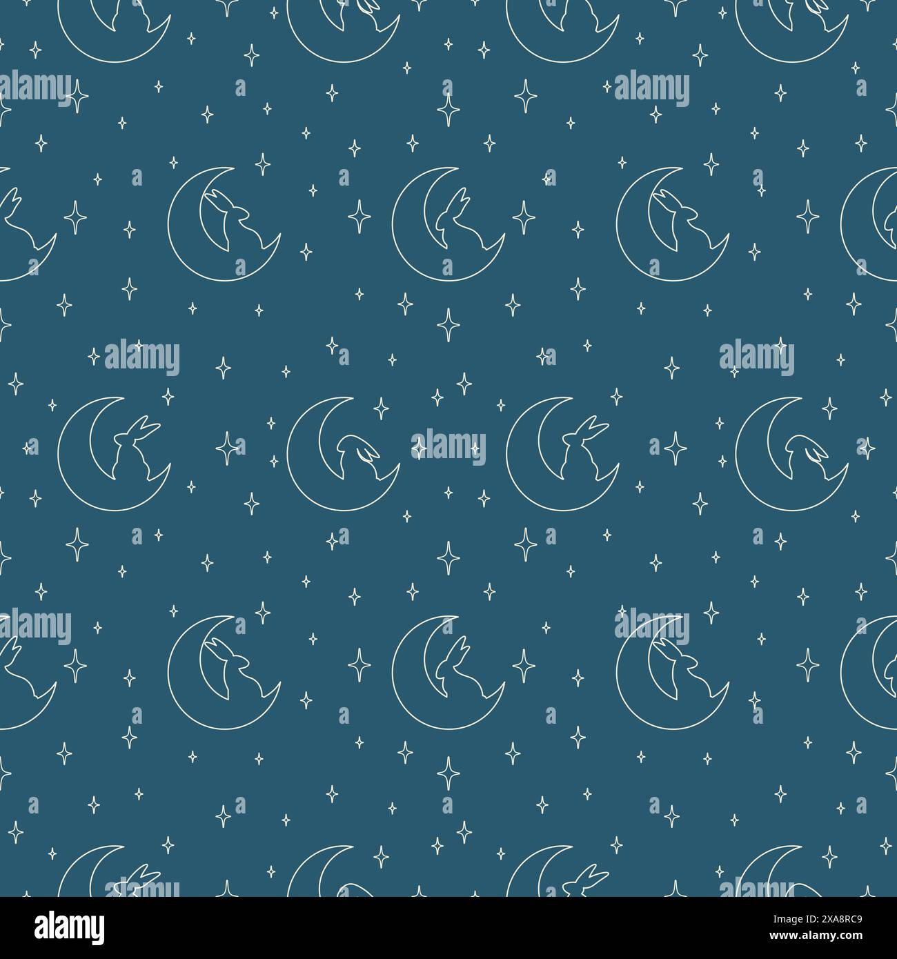 Easter bunnies seamless vector pattern. Blue simple background with ...