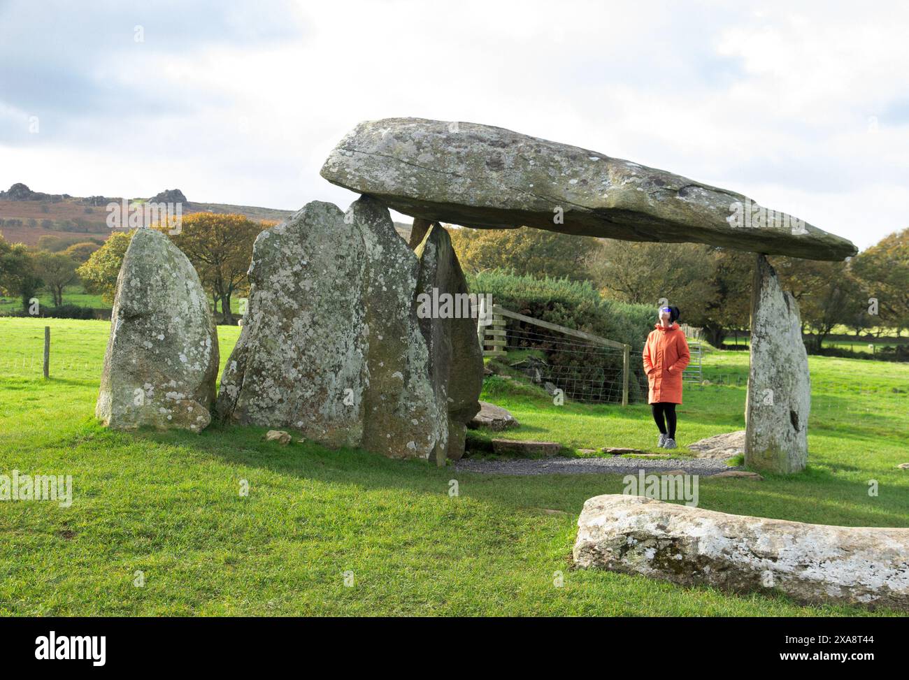 Pentre Ifan, a Neolithic dolmen/burial chamber of large stone slabs ...