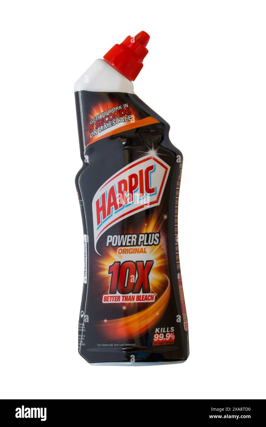 Harpic Power Plus original 10X better than bleach isolated on white ...
