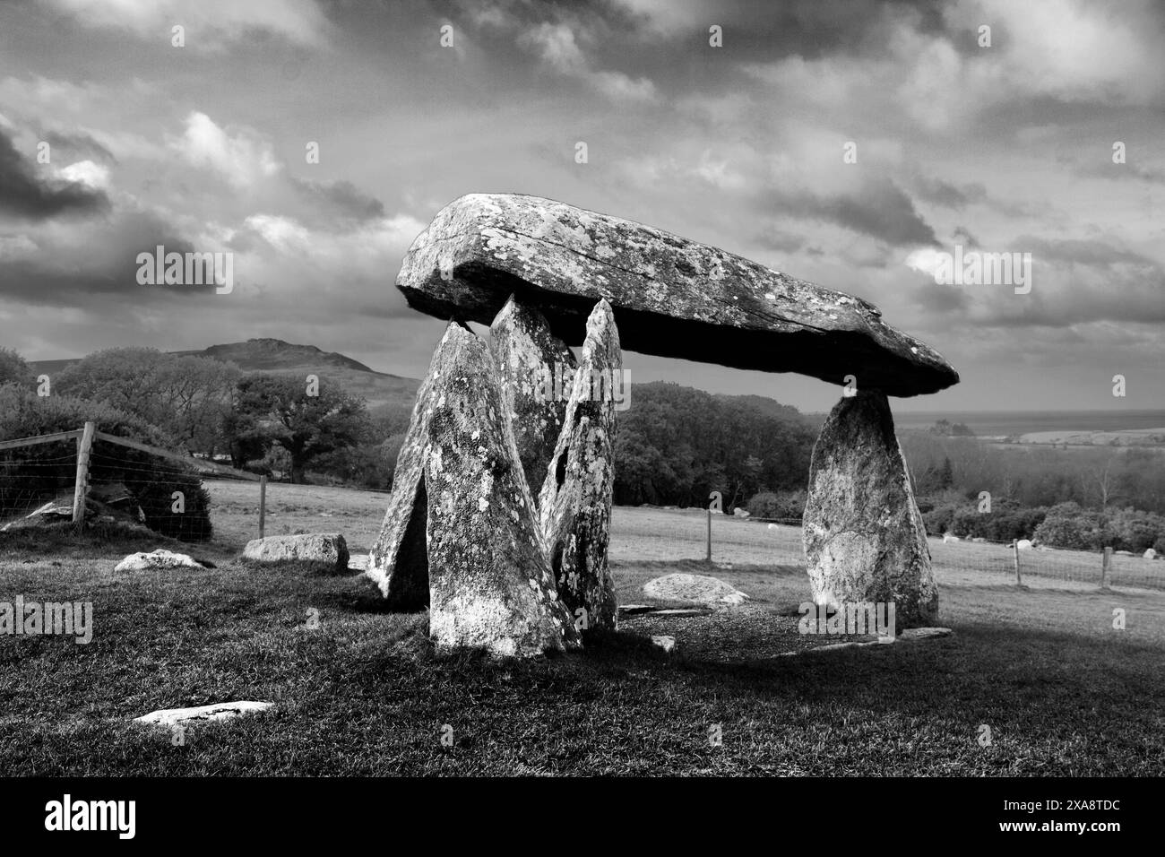 Pentre Ifan, a Neolithic dolmen/burial chamber of large stone slabs ...