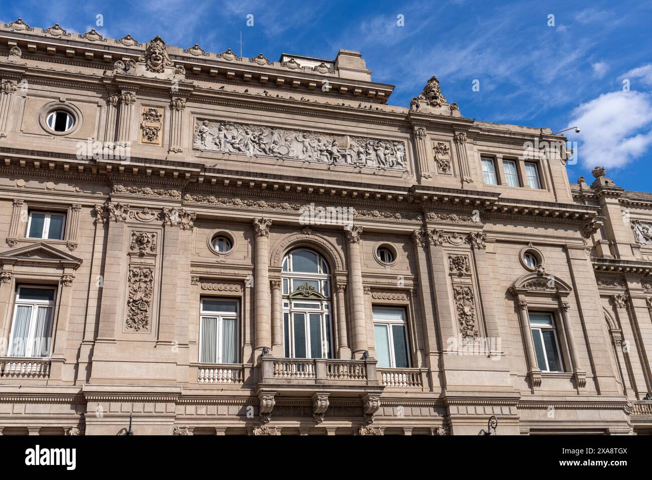 Detail of the side view of the Teatro Colon opera house in Buenos Aires ...