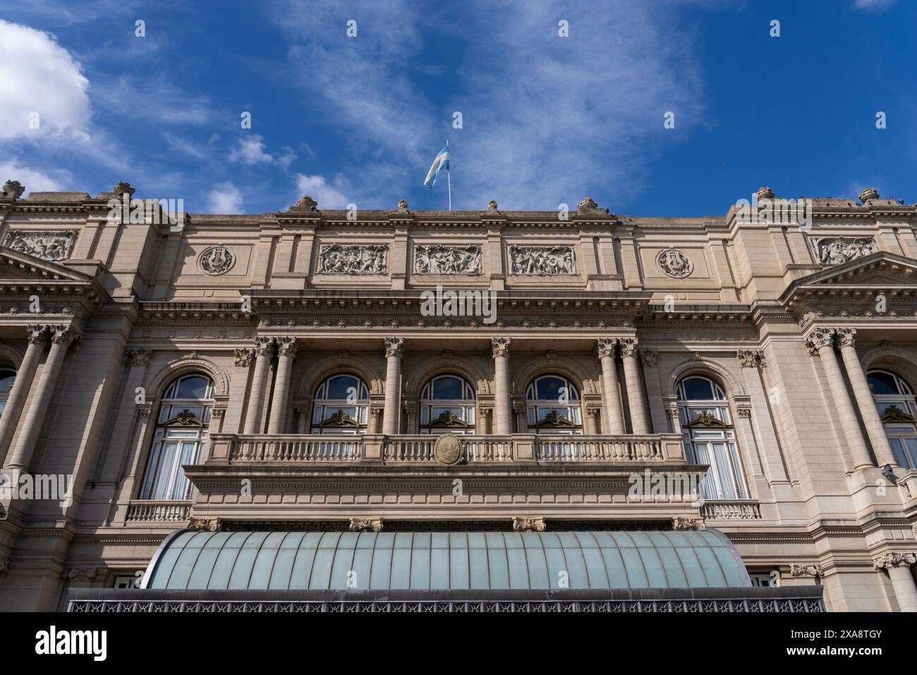 The facade of the Teatro Colon opera house in Buenos Aires, Argentina ...