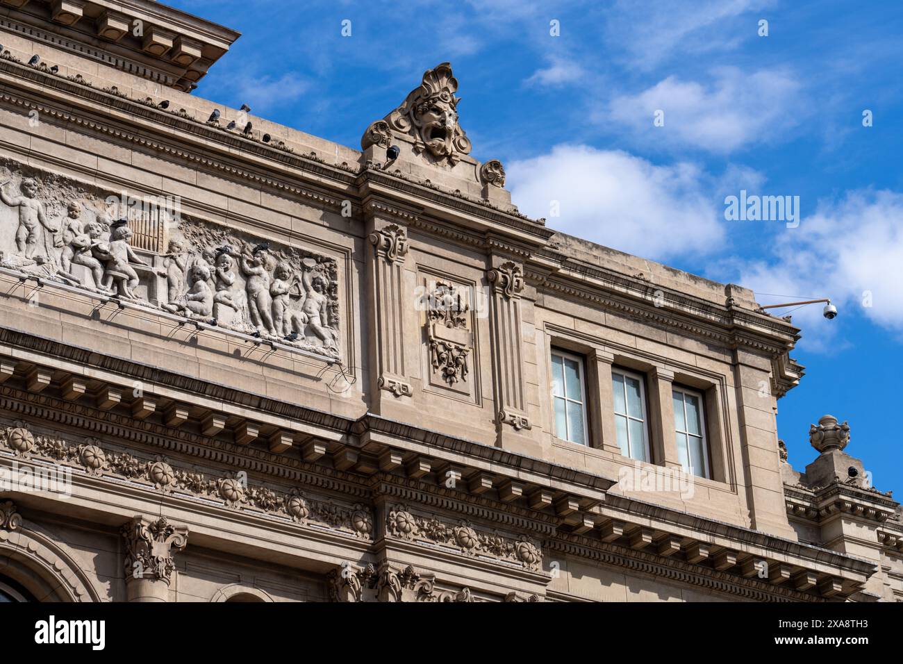 Detail of the side view of the Teatro Colon opera house in Buenos Aires ...