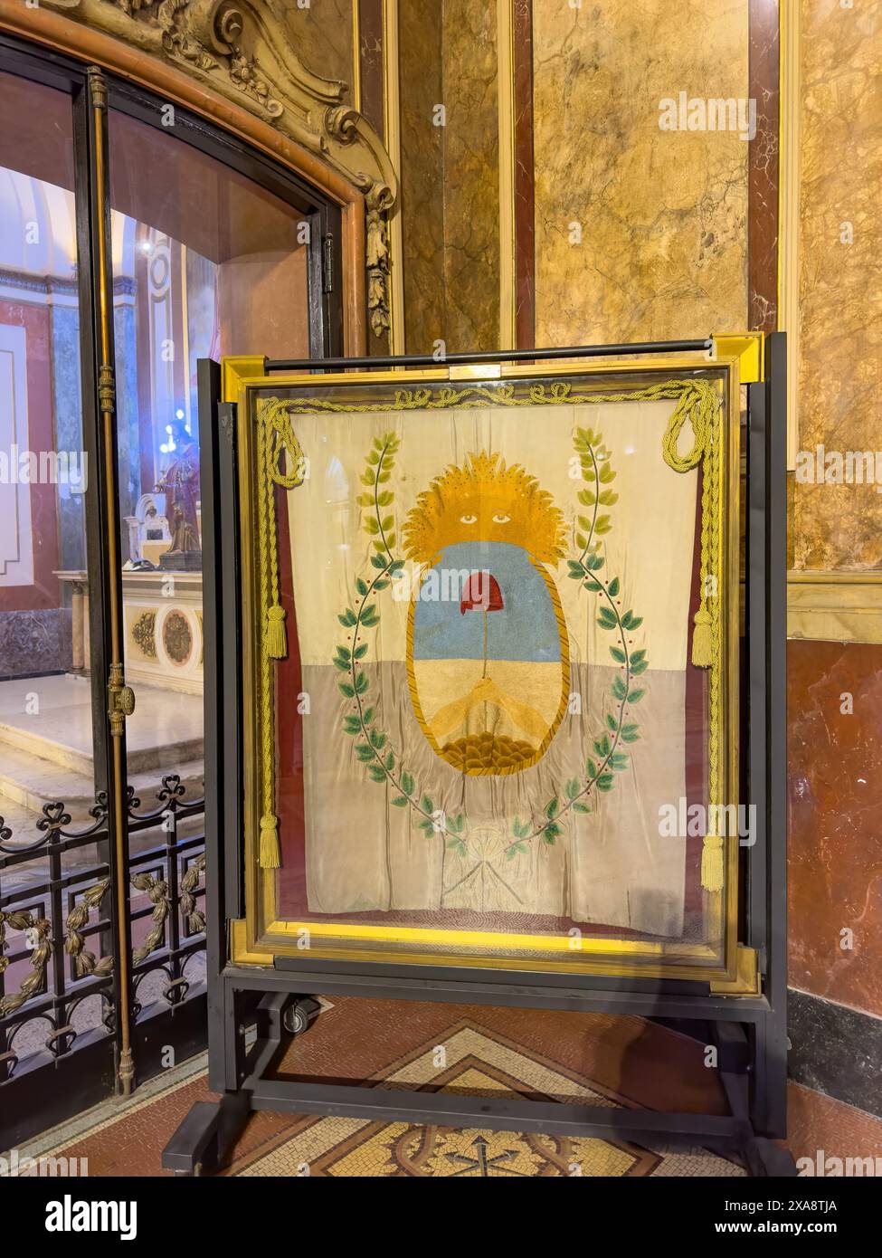 Army of the Andes flag at the ausoleum of General Jose de San Martin in ...