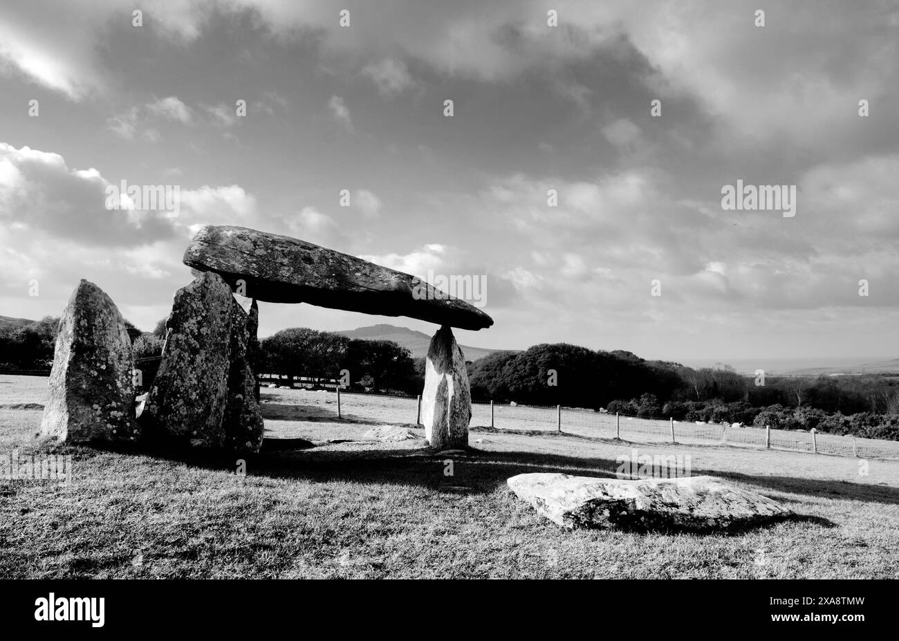 Pentre Ifan, a Neolithic dolmen/burial chamber of large stone slabs ...