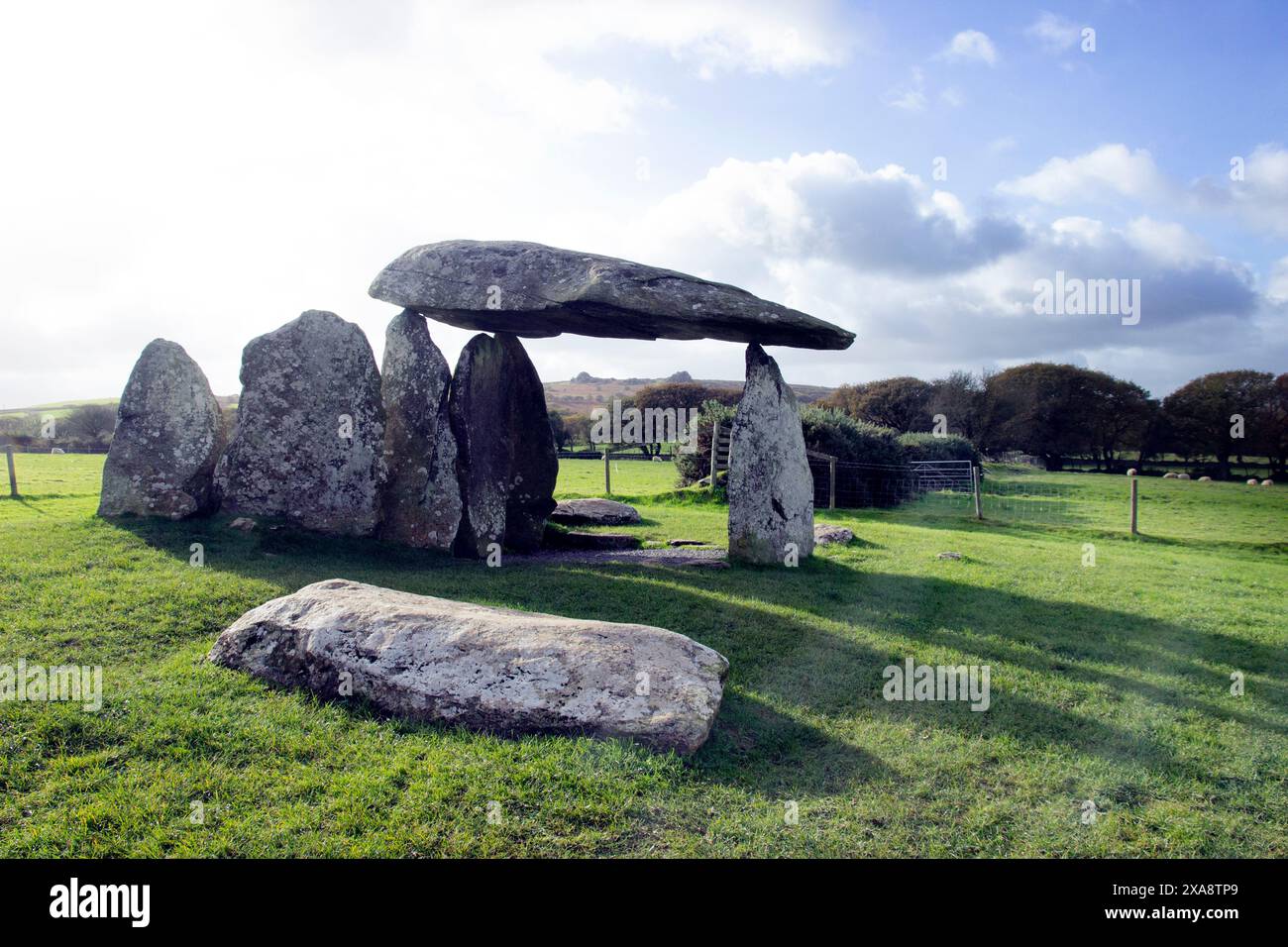 Pentre Ifan, a Neolithic dolmen/burial chamber of large stone slabs ...