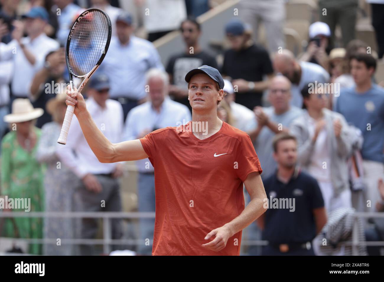 Jannik Sinner of Italy celebrates winning his quarter-final against ...