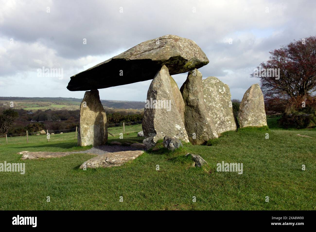 Pentre Ifan, a Neolithic dolmen/burial chamber of large stone slabs ...