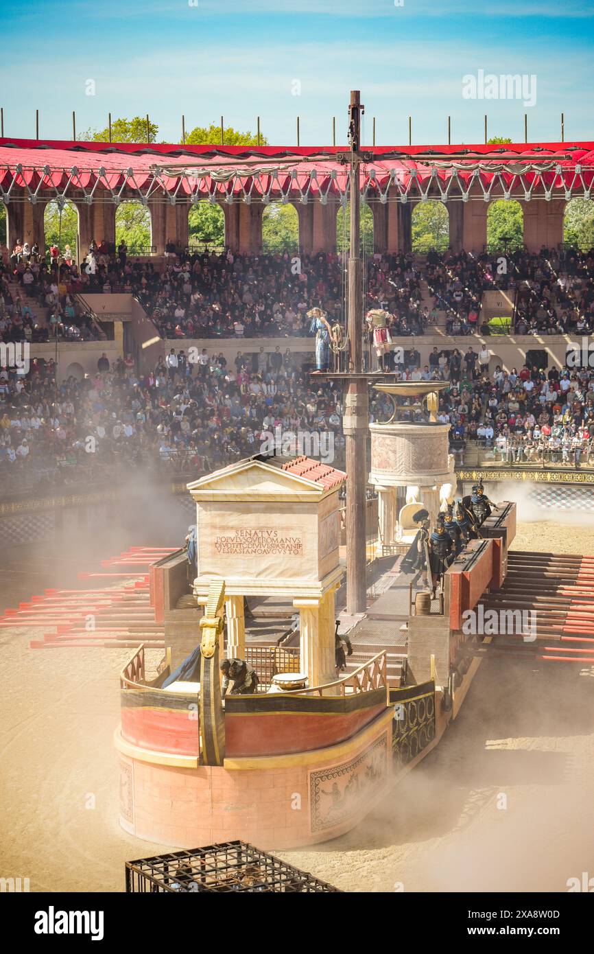 Les Epesses - France - 5th May 2024: view of a Roman circus show at Puy ...