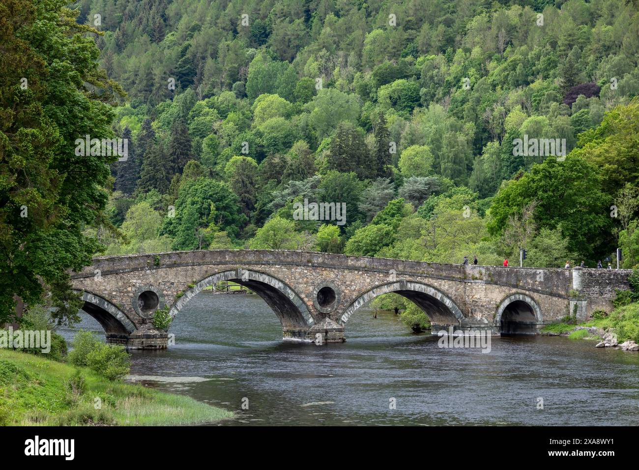 KENMORE PERTHSHIRE, SCOTLAND, UK, MAY 27. Old stone bridge in Kenmore ...