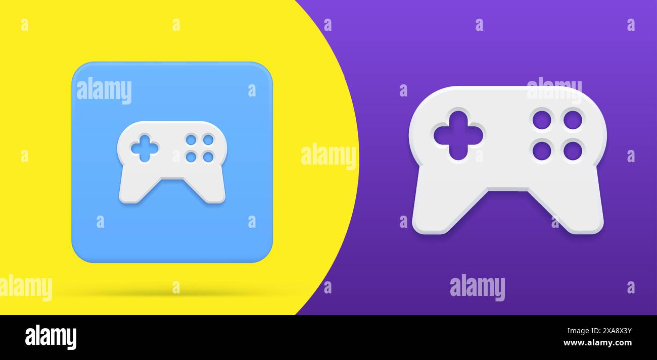 Simple gamepad console joystick button 3d icon vector illustration ...