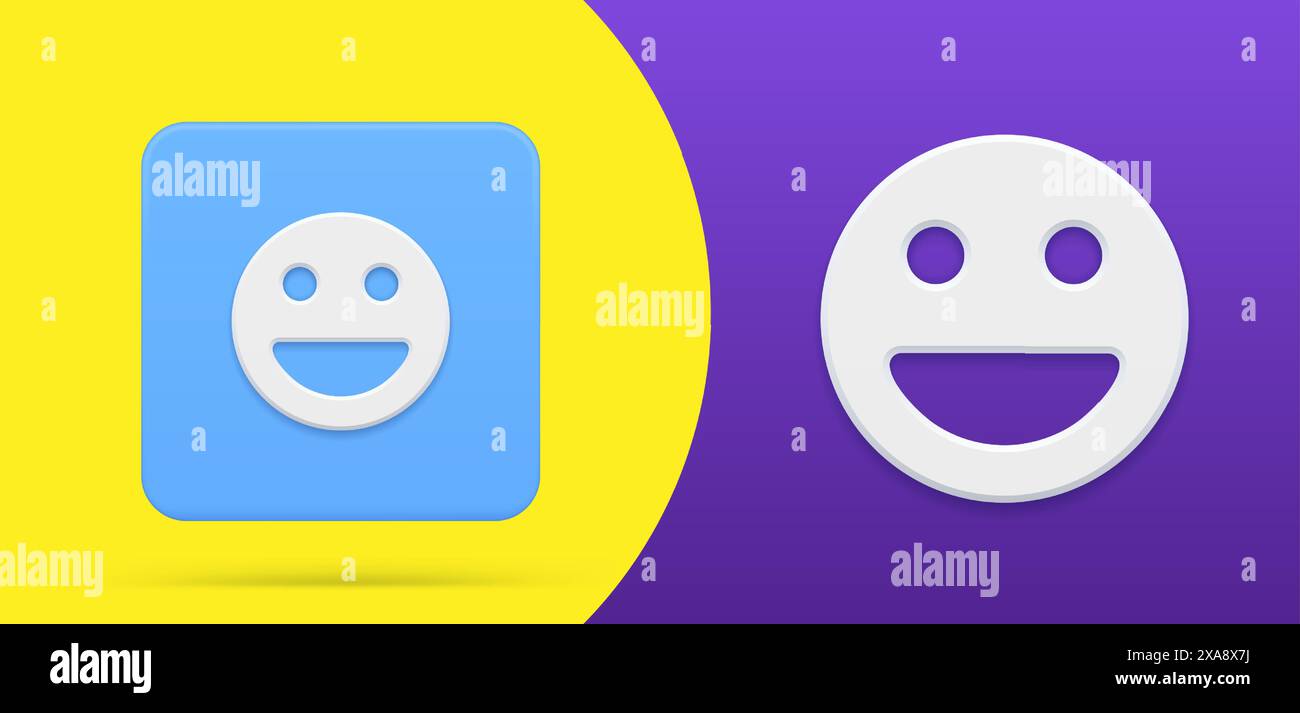 Simple laughing smiley emoji funny face button logo 3d vector ...