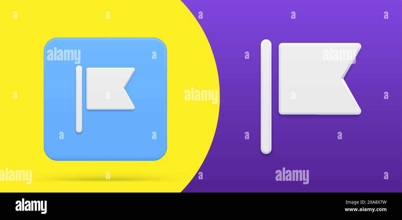 Simple flag 3d icon button vector illustration. Label for map marker ...