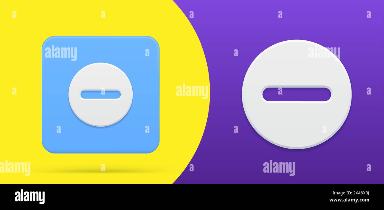 Minus mathematics symbol button 3d icon set vector illustration. Symbol ...