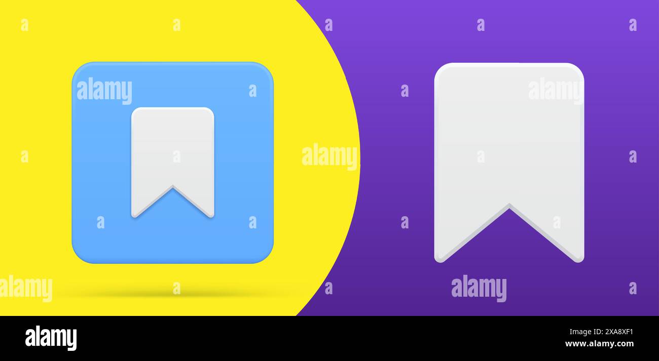 Simple bookmark 3d icon button set vector illustration. Mark for note ...