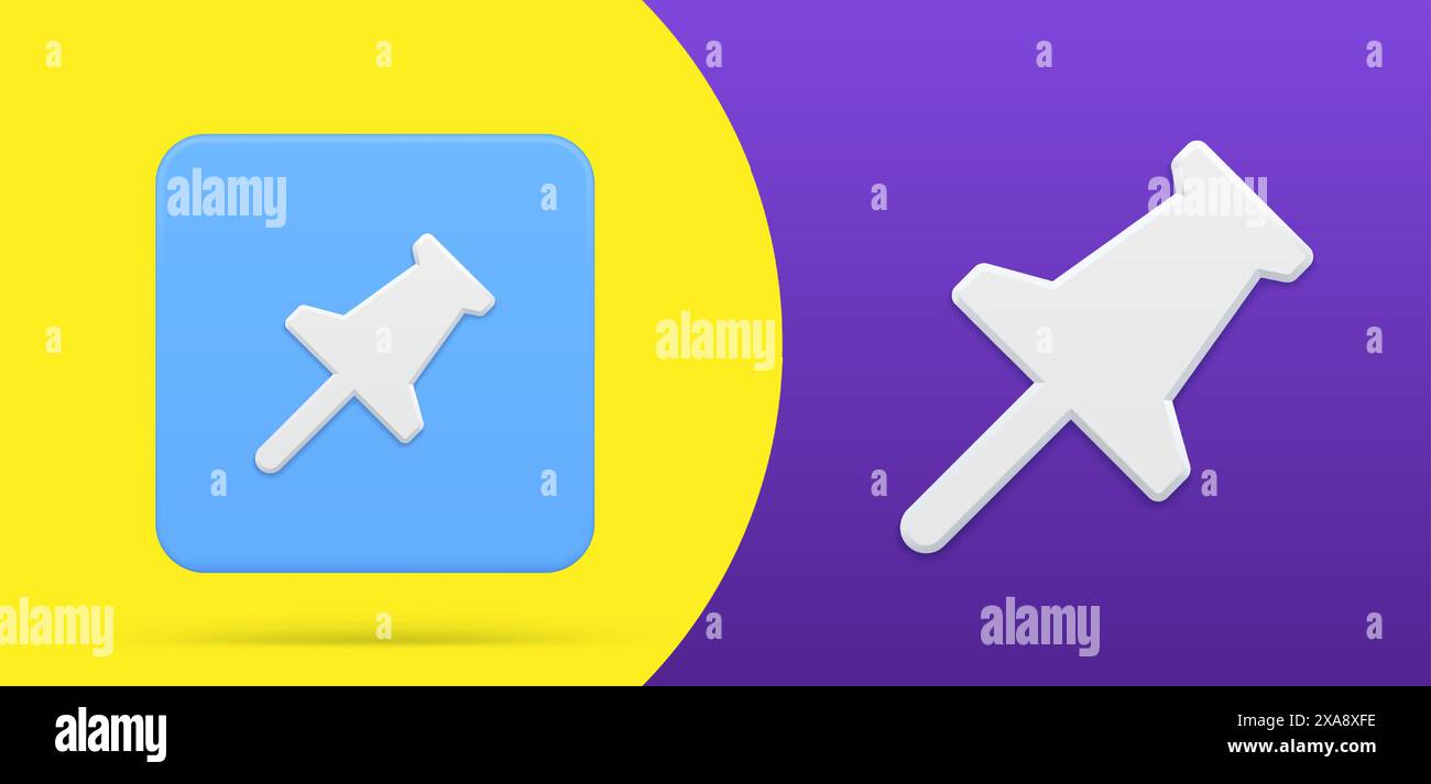 Stationery board pin simple 3d icon button vector illustration. Pushpin ...