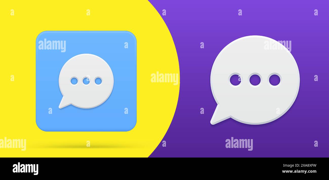 Simple think bubble with three points dream message burst 3d icon ...