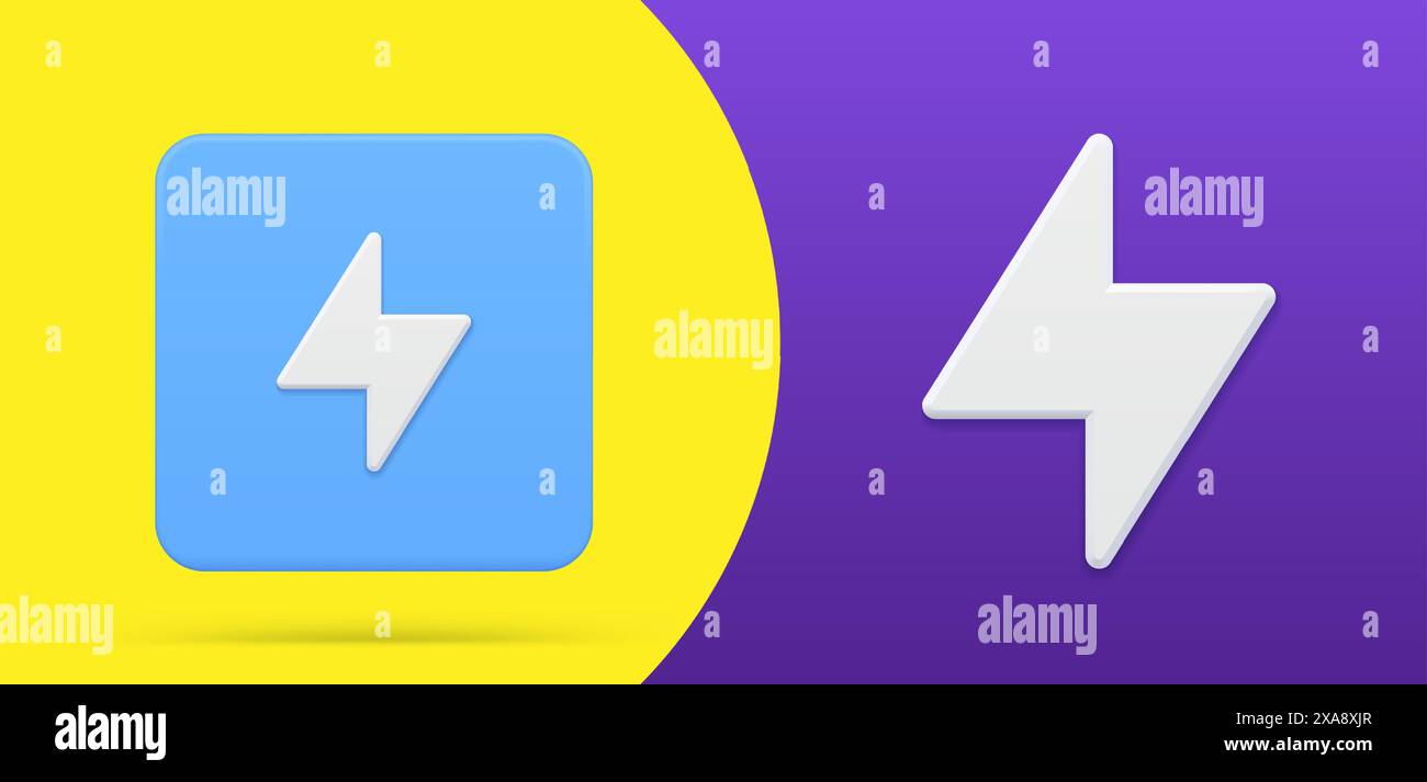 Simple lightning 3d icon button set vector illustration. Abstract arrow ...