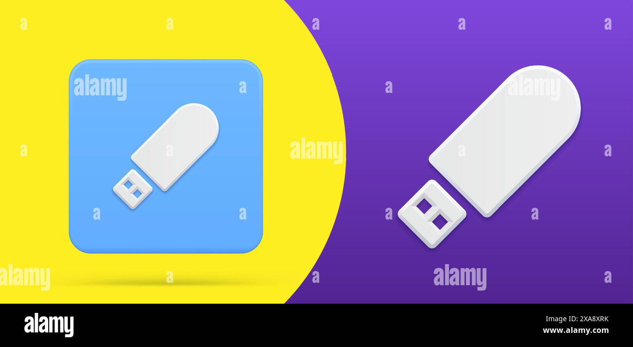 USB flash drive simple 3d icon vector illustration. Logotype of ...