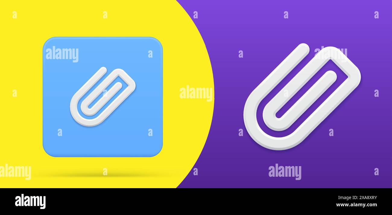 Metallic paperclip simple 3d icon button set vector illustration ...