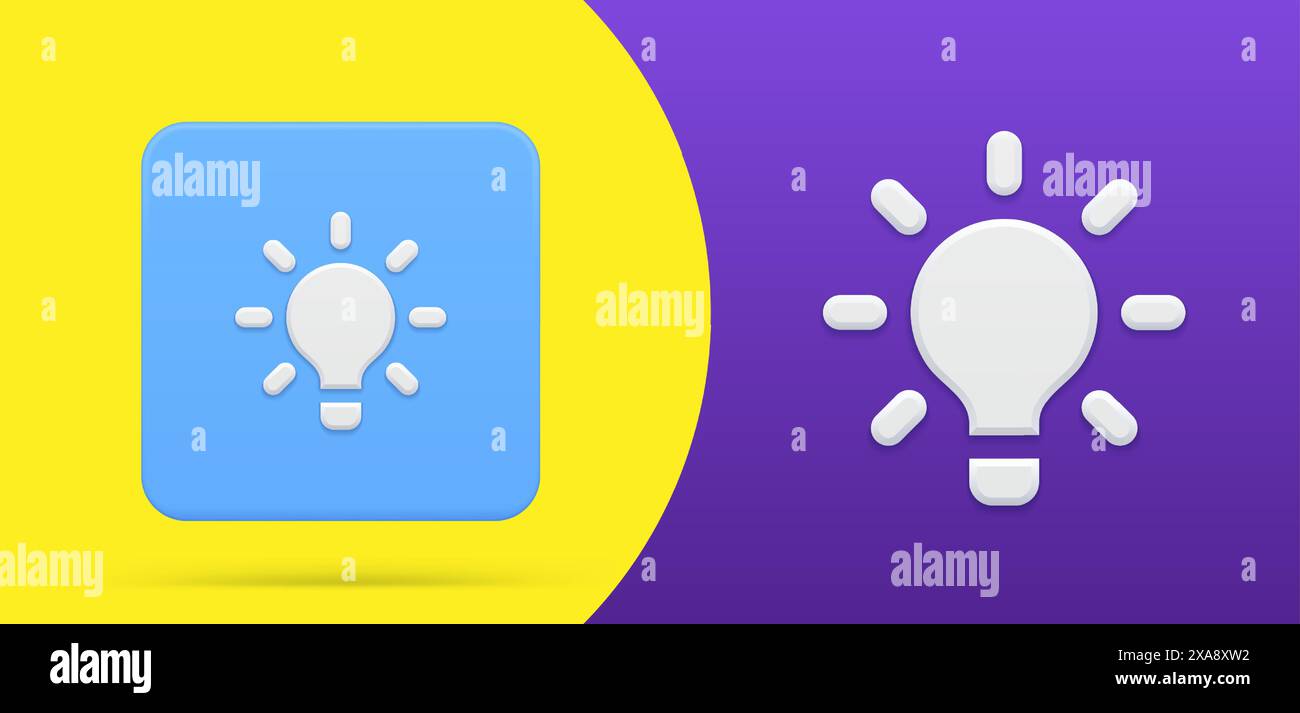 Classic light bulb simple 3d icon button set vector illustration ...