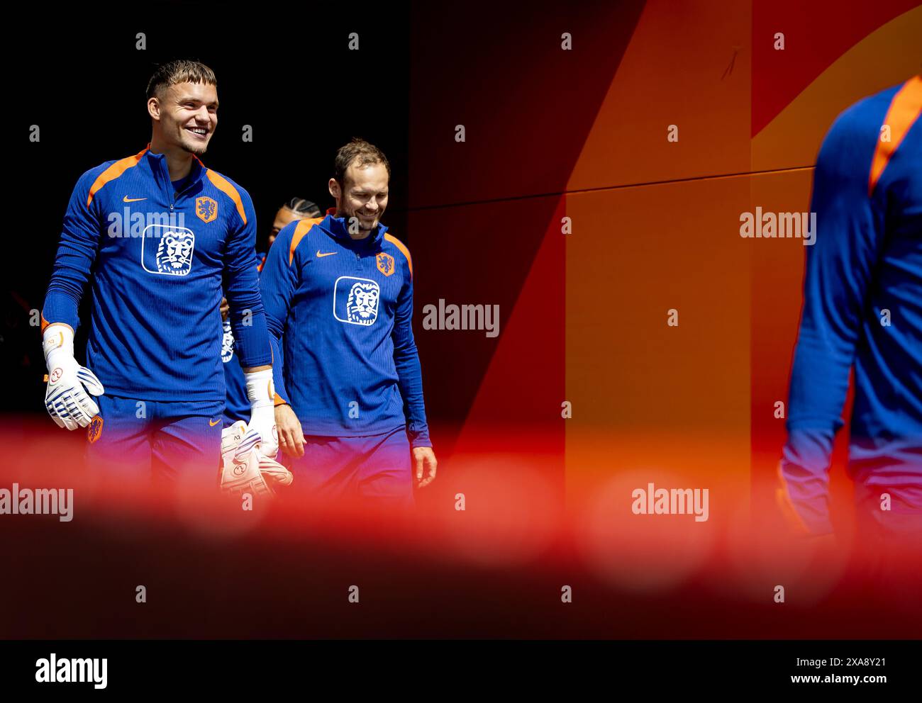ZEIST - Bart Verbruggen and Daley Blind during a training session of the Dutch national team at ...