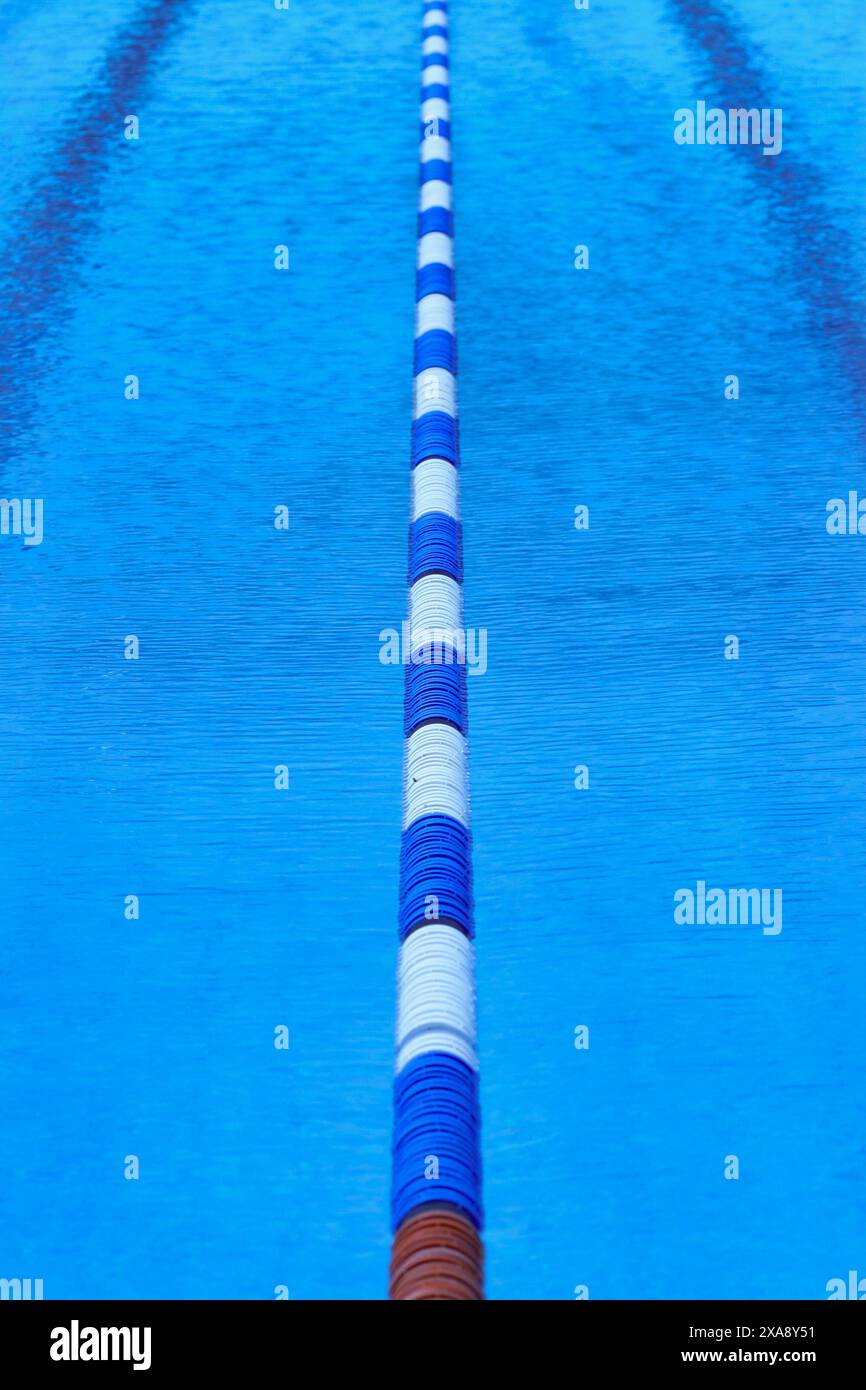 empty Olympic swimming pool , blue water , rope pool dividers design ...