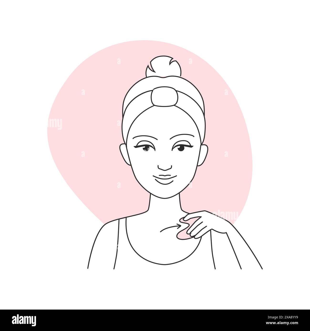 Girl Making Lifting Massage Of Neck And Collarbones For Anti Age Effect
