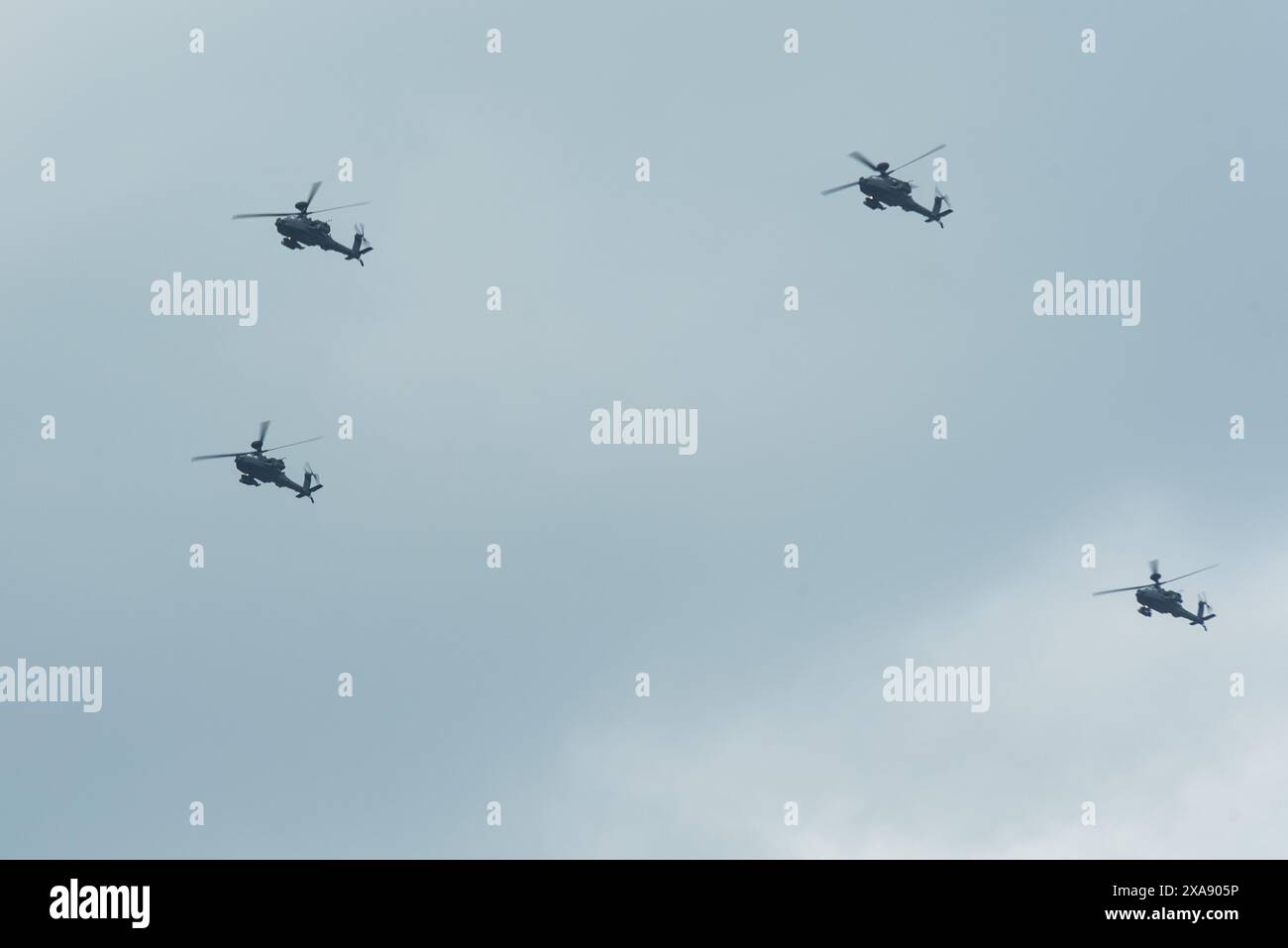 Southend on Sea, Essex, UK. 5th Jun, 2024. A formation of four Army Air ...