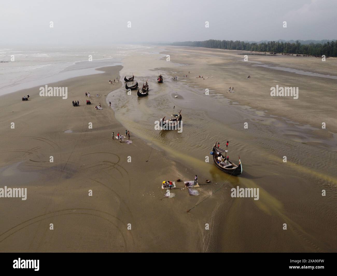 June 5, 2024, Cox's Bazar, Chittagong, Bangladesh: Aerial view of fishing boats at Cox's Bazar ...