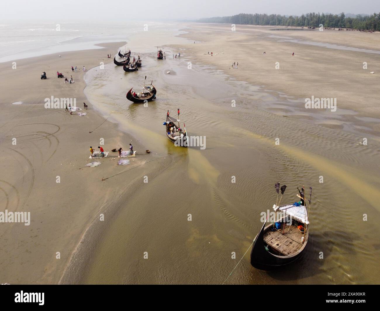June 5, 2024, Cox's Bazar, Chittagong, Bangladesh: Aerial view of fishing boats at Cox's Bazar ...