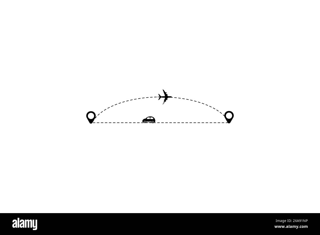 Set of dashed line airplane route with location icon flat design Stock ...