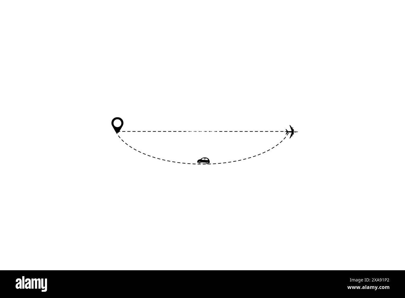Set of dashed line airplane route with location icon flat design Stock ...