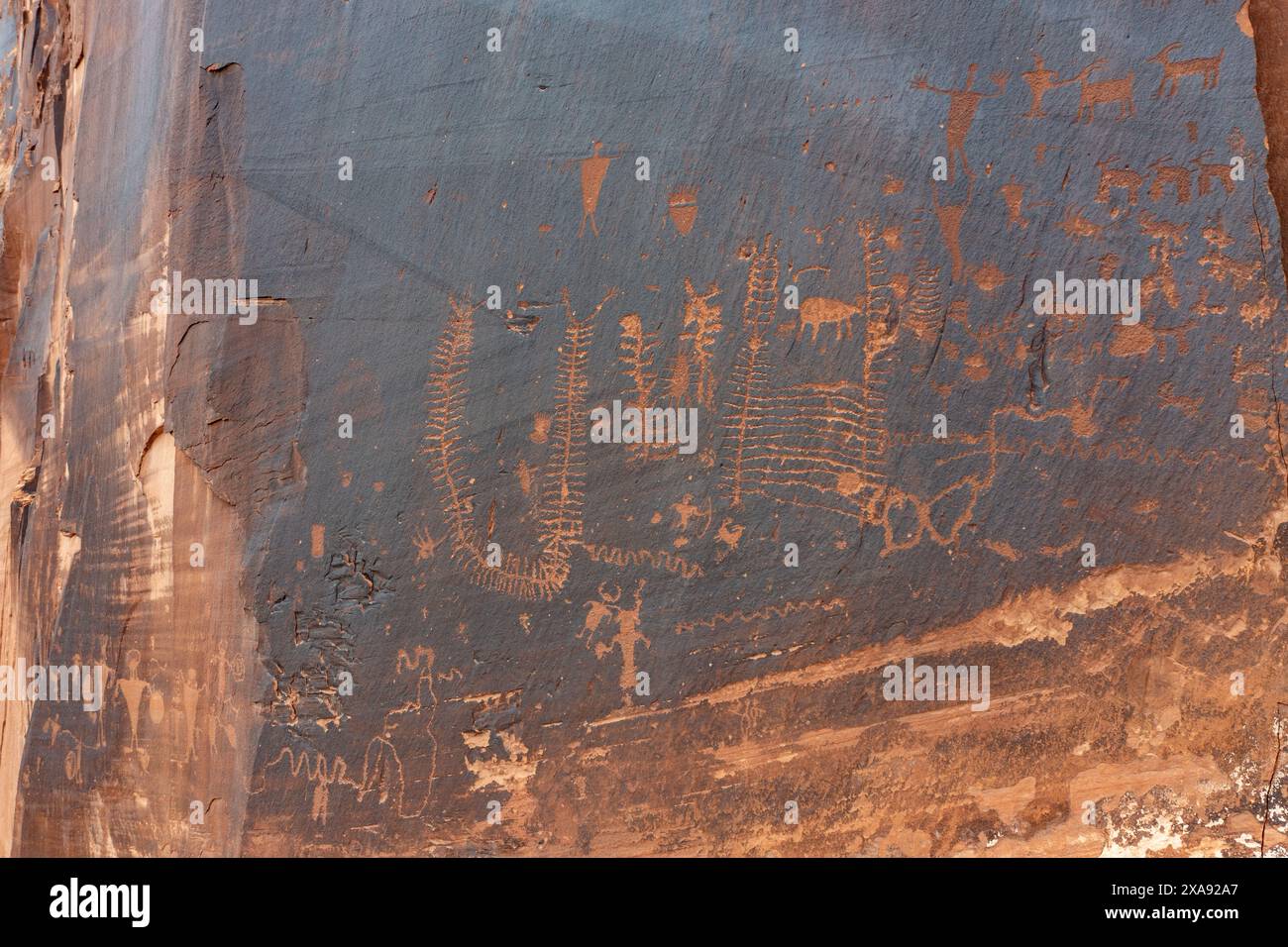 Historic Ute Indian & prehistoric Fremont Culture petroglyphs on a ...