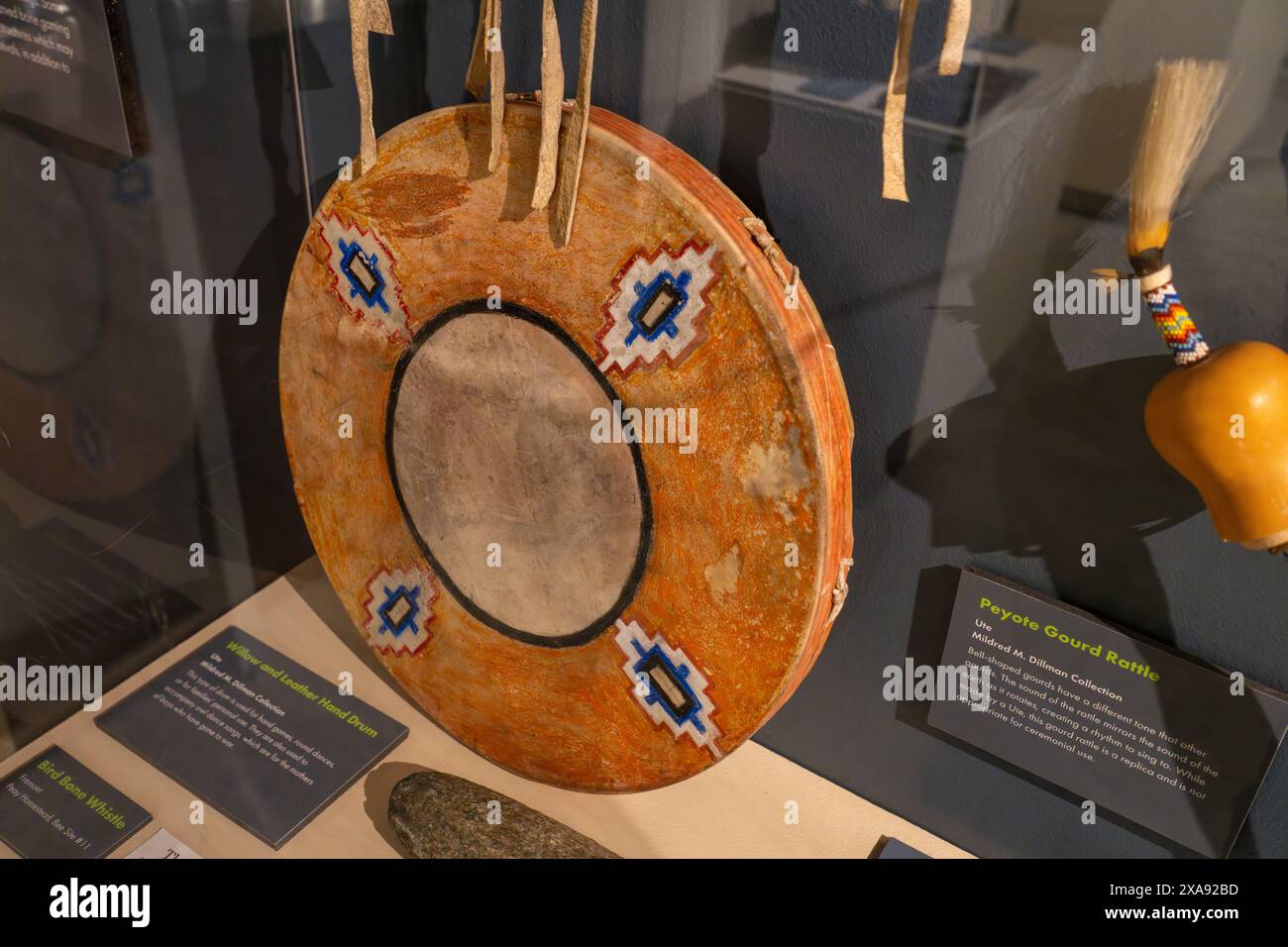 Painted leather & willow hand drum. Ute Indian Culture, BYU Museum of ...