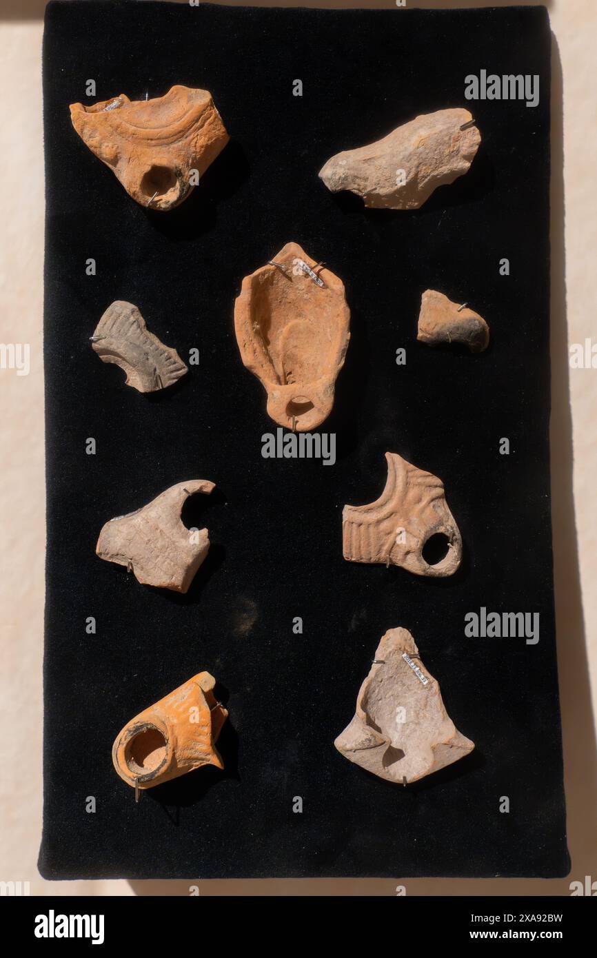 Pieces of broken oil lamps from Petra, Jordan. BYU Museum of Peoples ...