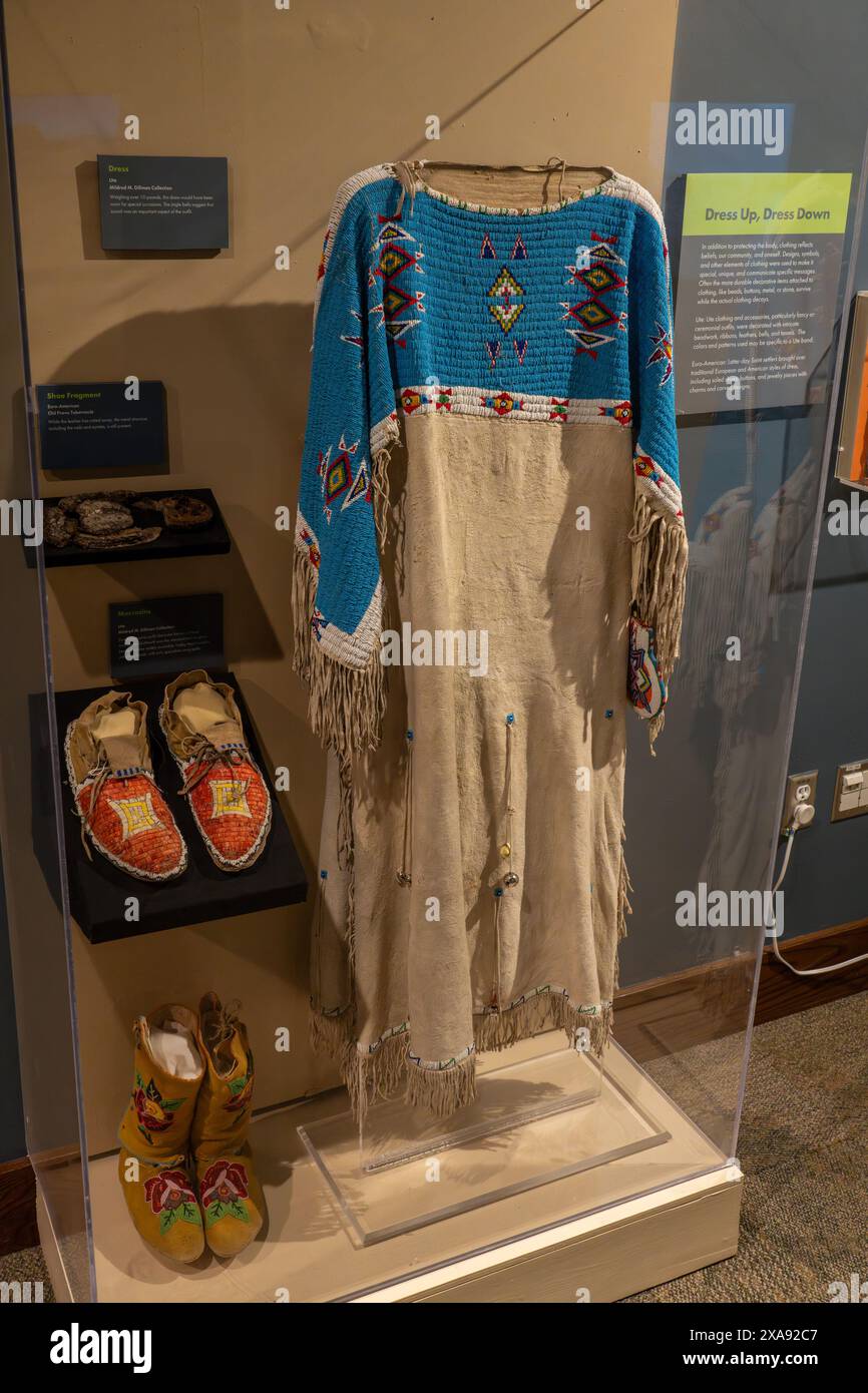 A beaded dress & moccasins of the Ute Indian Culture in the BYU Museum ...