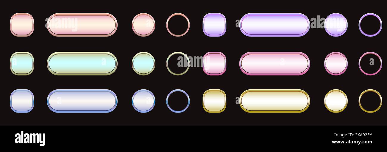 Set of different size web buttons for mobile, web, or video games. GUI ...