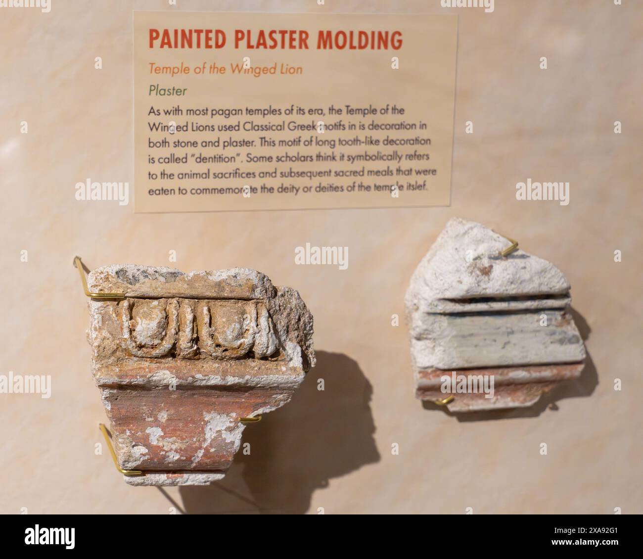 Carved plaster molding from the Temple of the Winged Lions in Petra ...