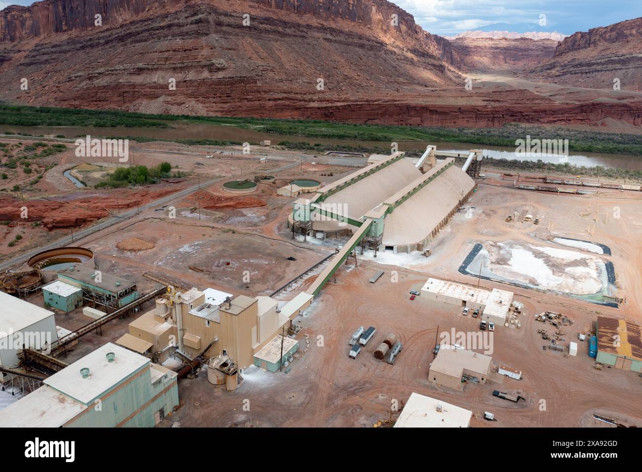 The Intrepid Potash Mine processing facility near Moab, Utah. The long ...