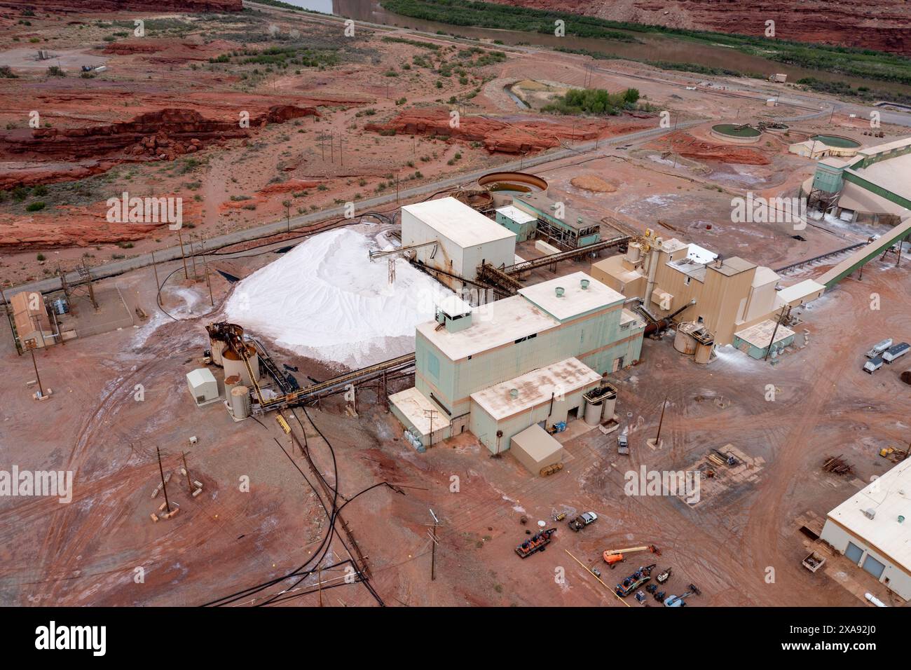 The Intrepid Potash Mine processing facility near Moab, Utah. A pile of ...