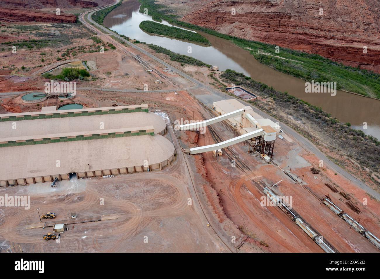 The Intrepid Potash Mine processing facility near Moab, Utah. The long ...