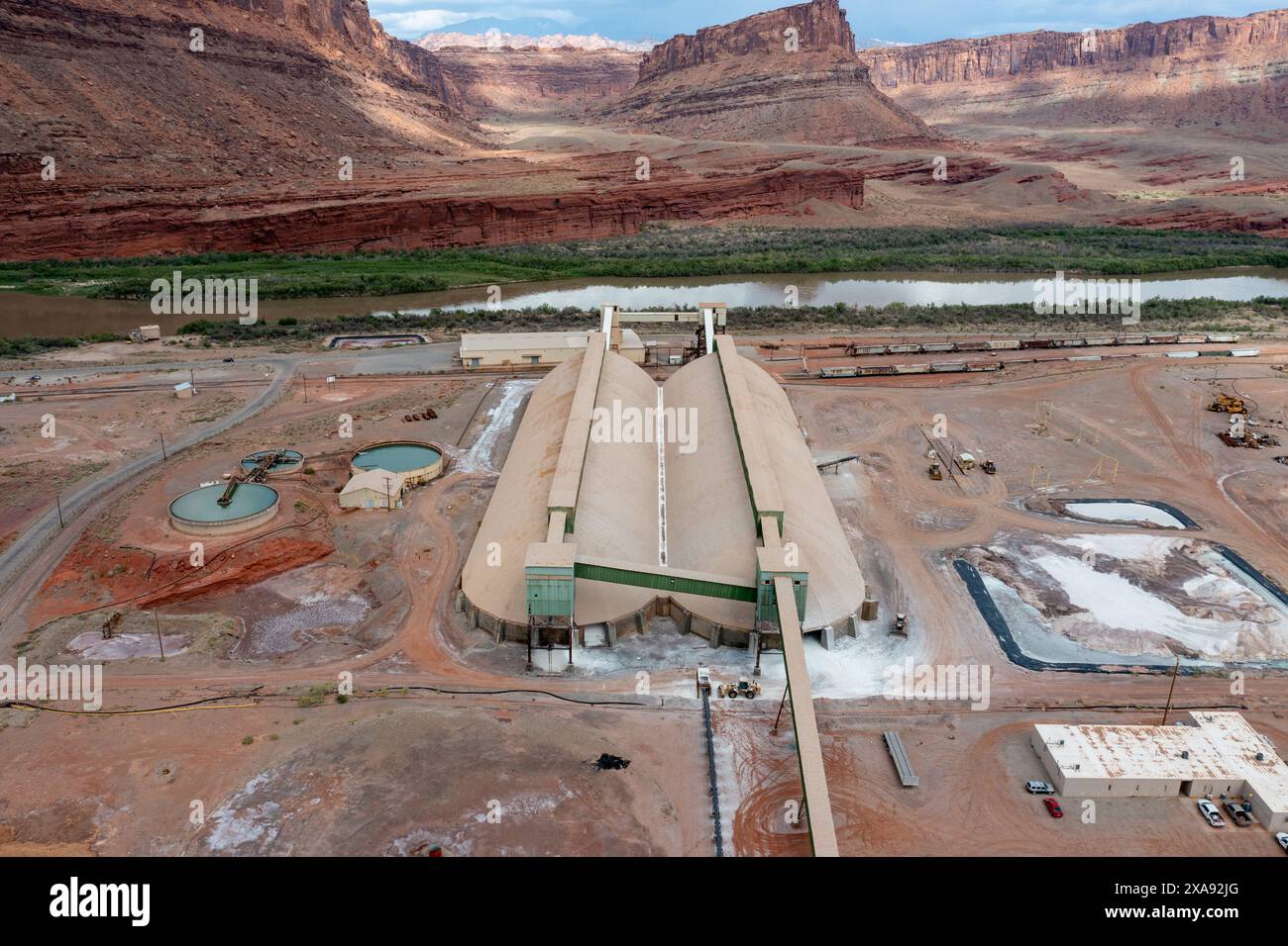 The Intrepid Potash Mine processing facility near Moab, Utah. The long ...