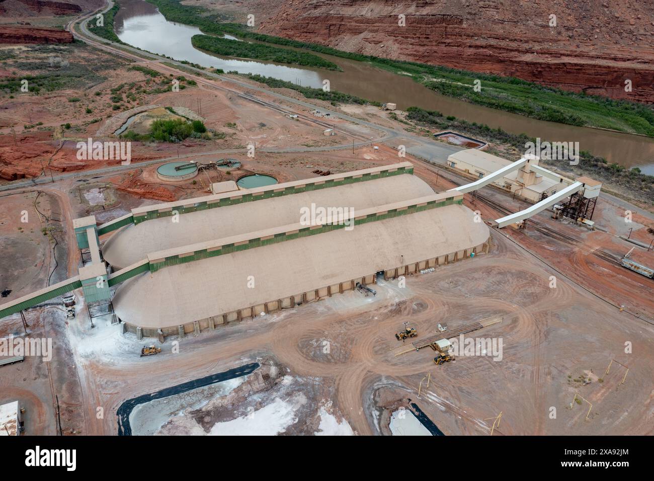 The Intrepid Potash Mine processing facility near Moab, Utah. The long ...
