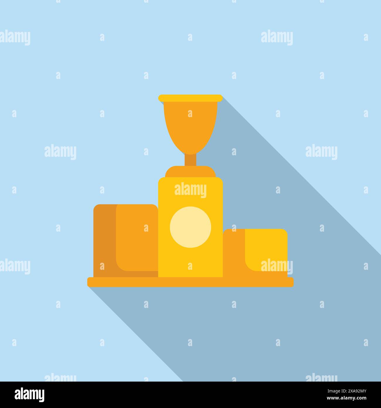 Golden podium with trophy taking first place, celebrating success and ...