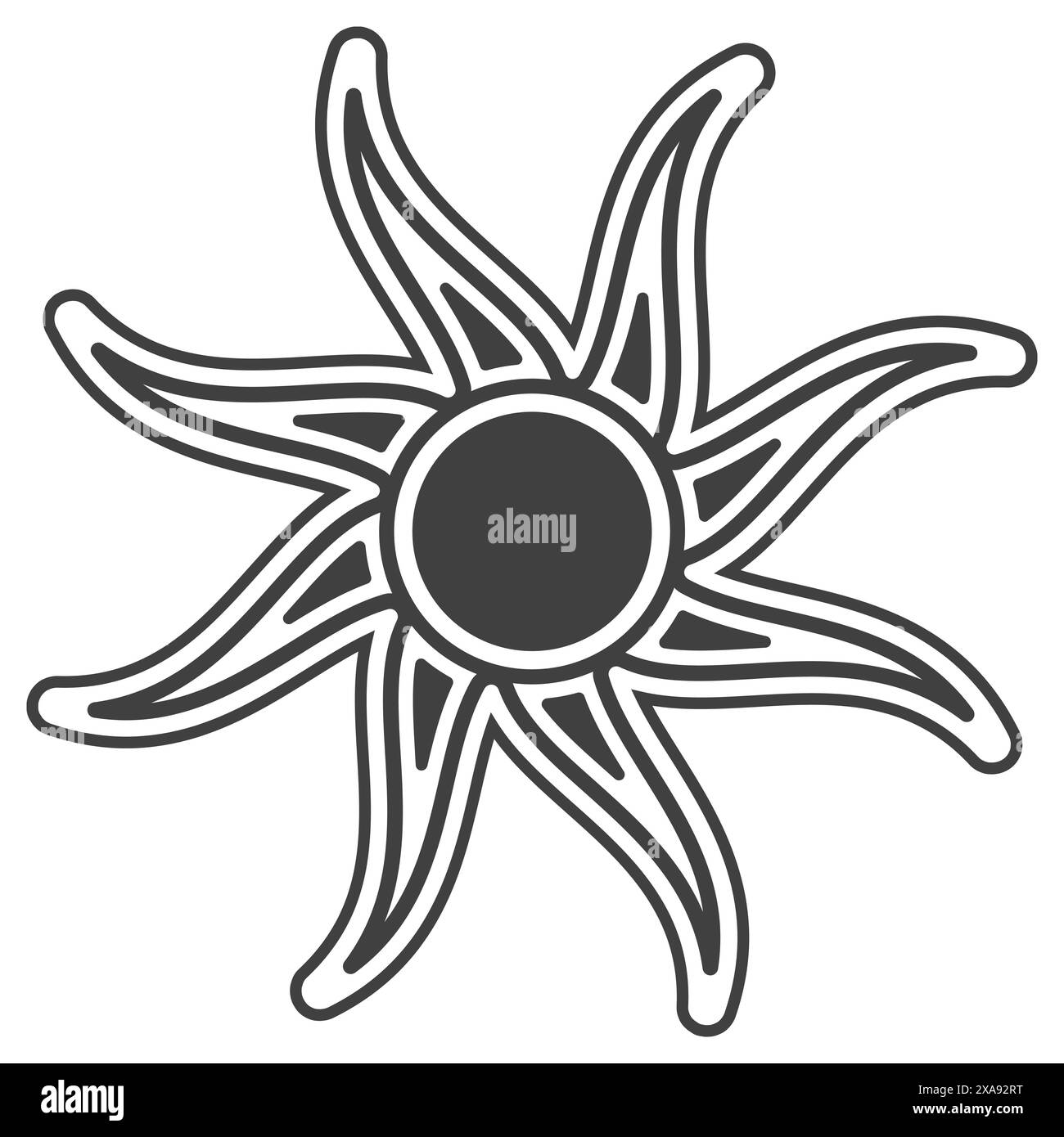 Tribal flaming sun illustration Design element Line vector Isolated on ...