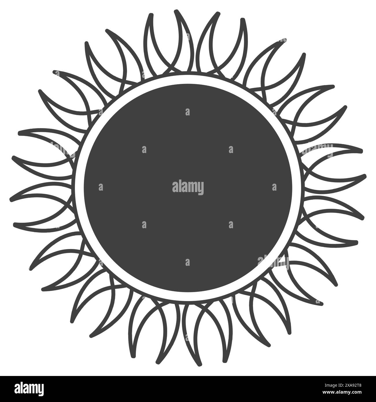 Tribal flaming sun illustration Design element Line vector Isolated on ...