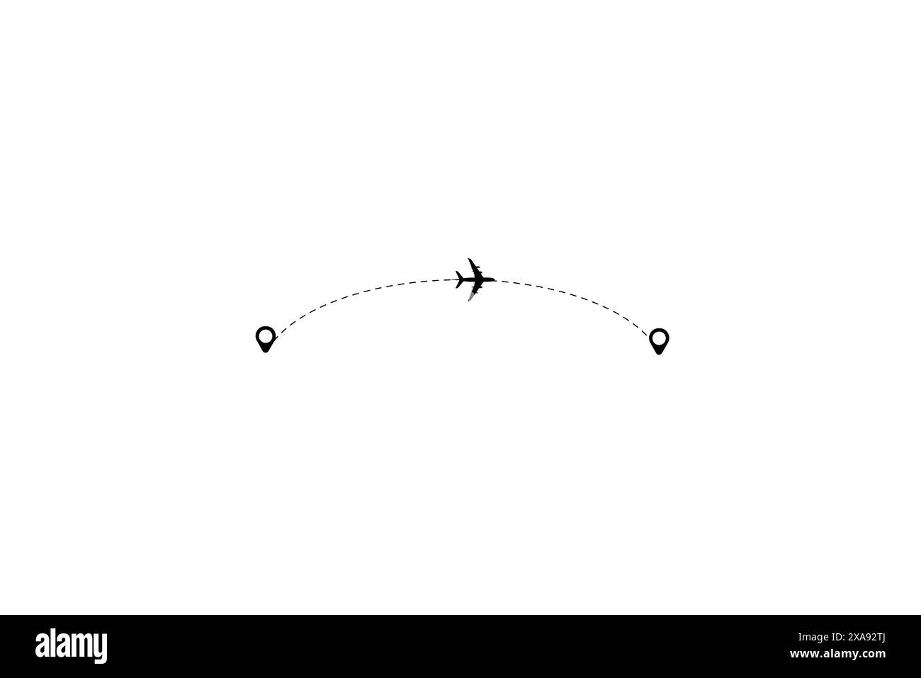 Set of dashed line airplane route with location icon flat design Stock ...