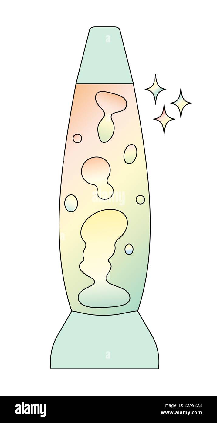 Cartoon lava lamp Line vector illustration Retro style Isolated on ...