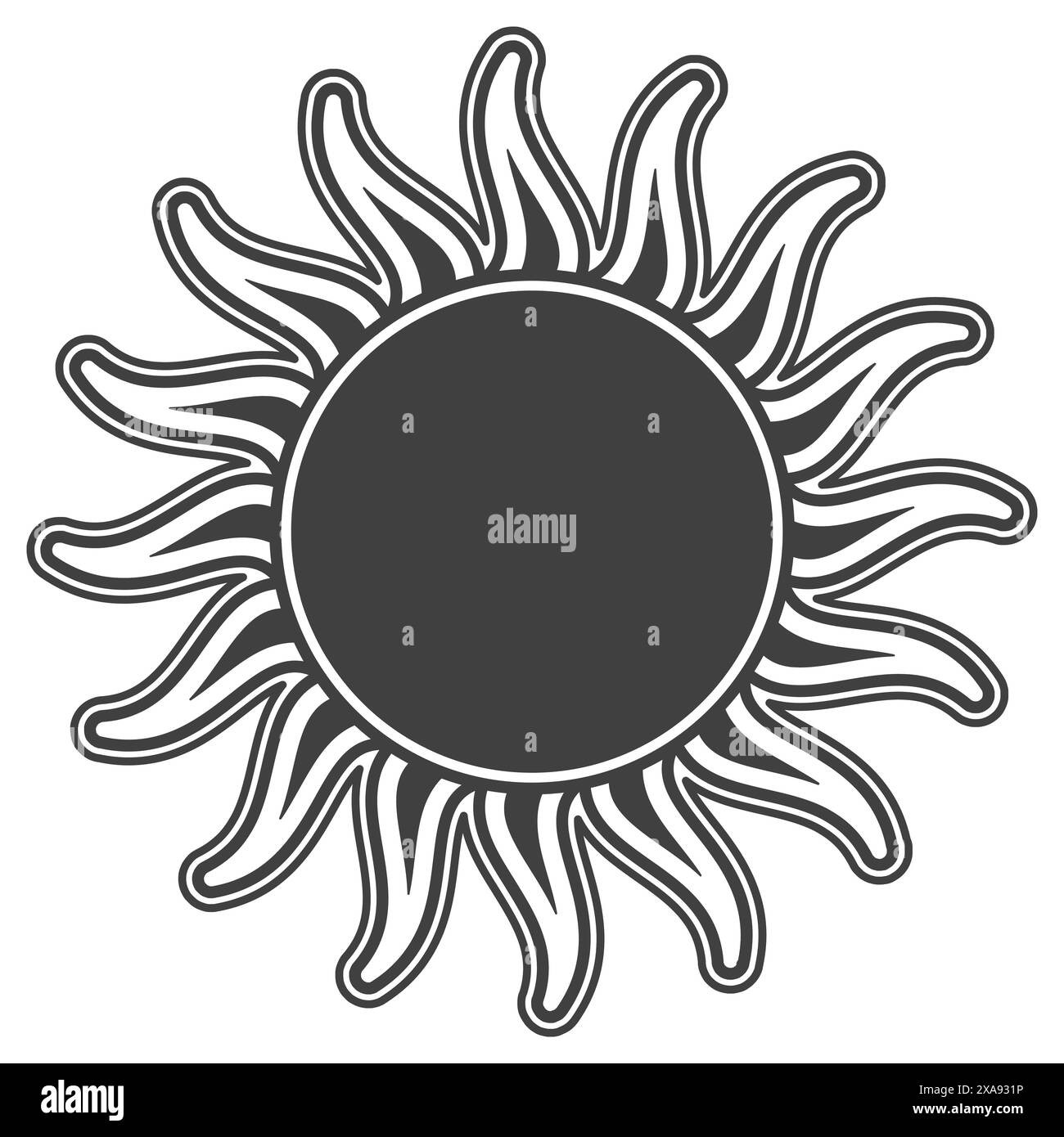 Tribal flaming sun illustration Design element Line vector Isolated on ...